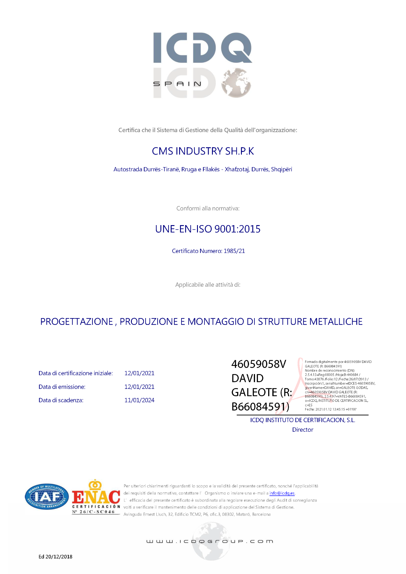 Certificazioni :: cmsindustry